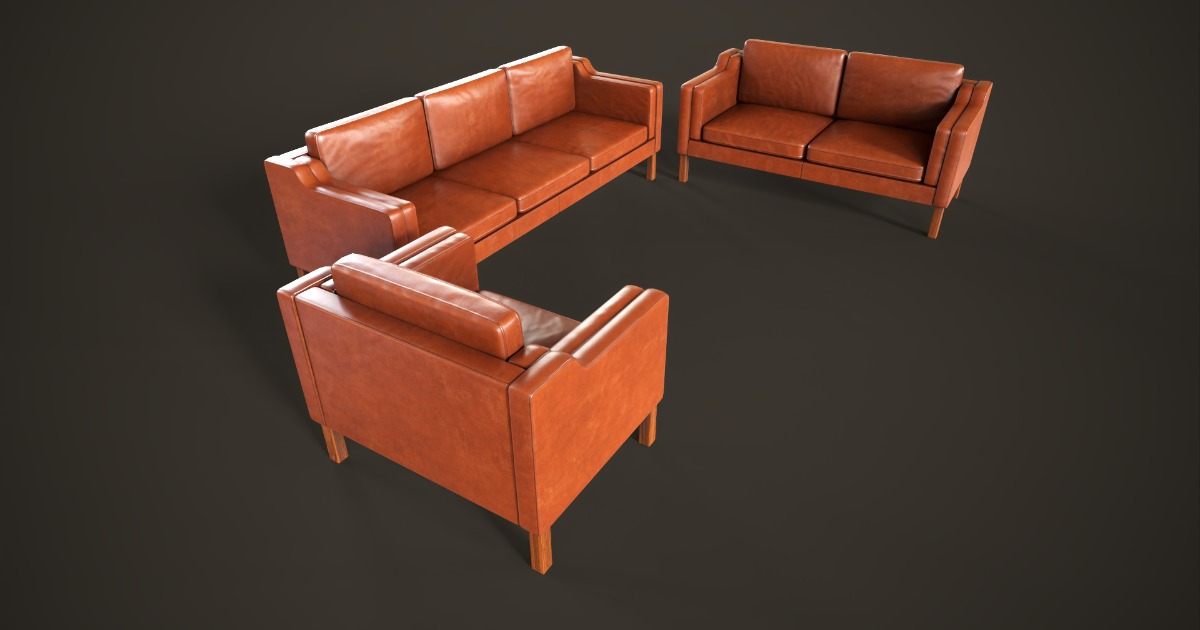 Leather sofas and armchair | 3D Furniture | Unity Asset Store