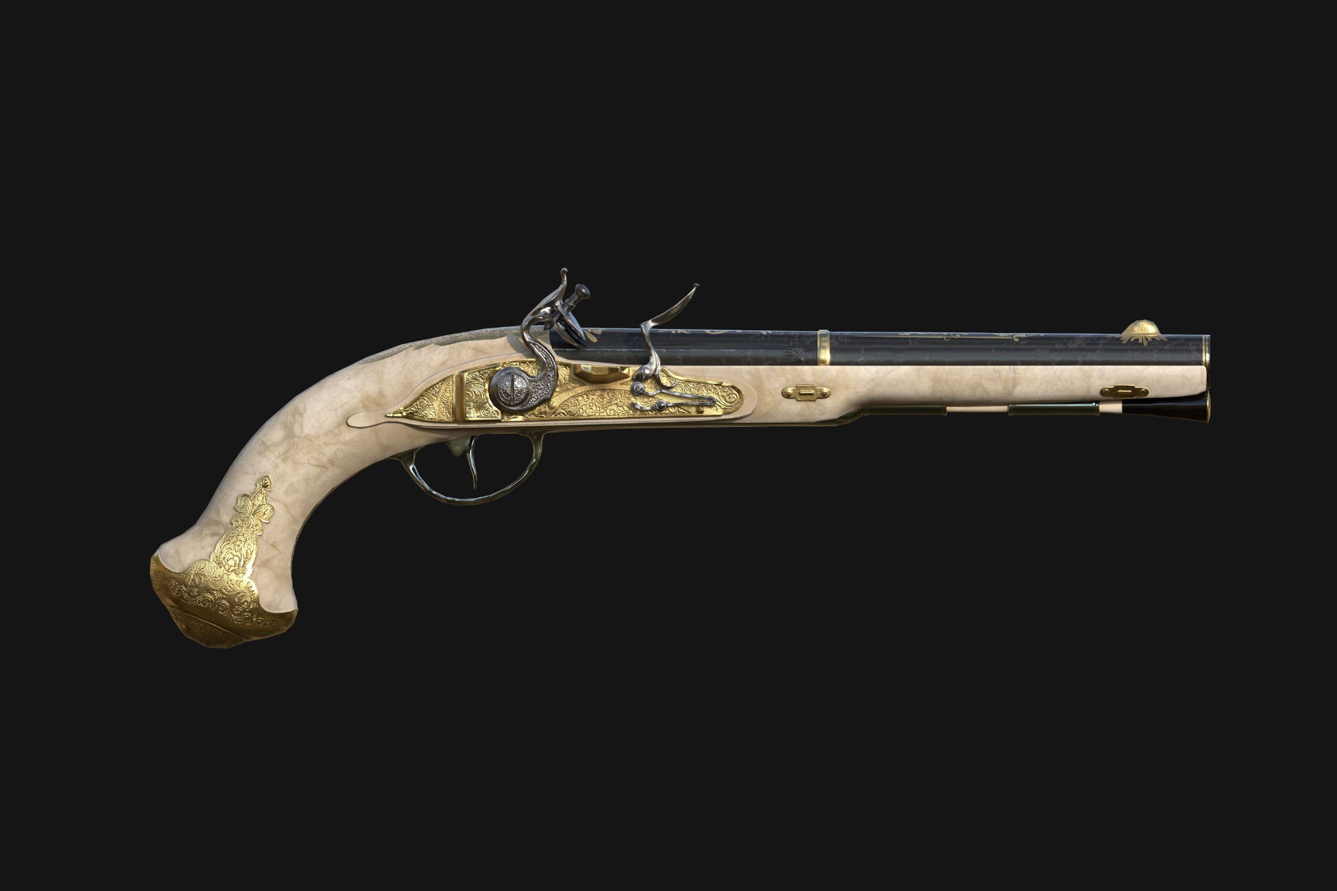 Gilded Flintlock Pistol | 3D Weapons | Unity Asset Store