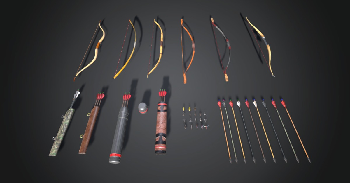 Bow and Arrow Bag | 3D Weapons | Unity Asset Store
