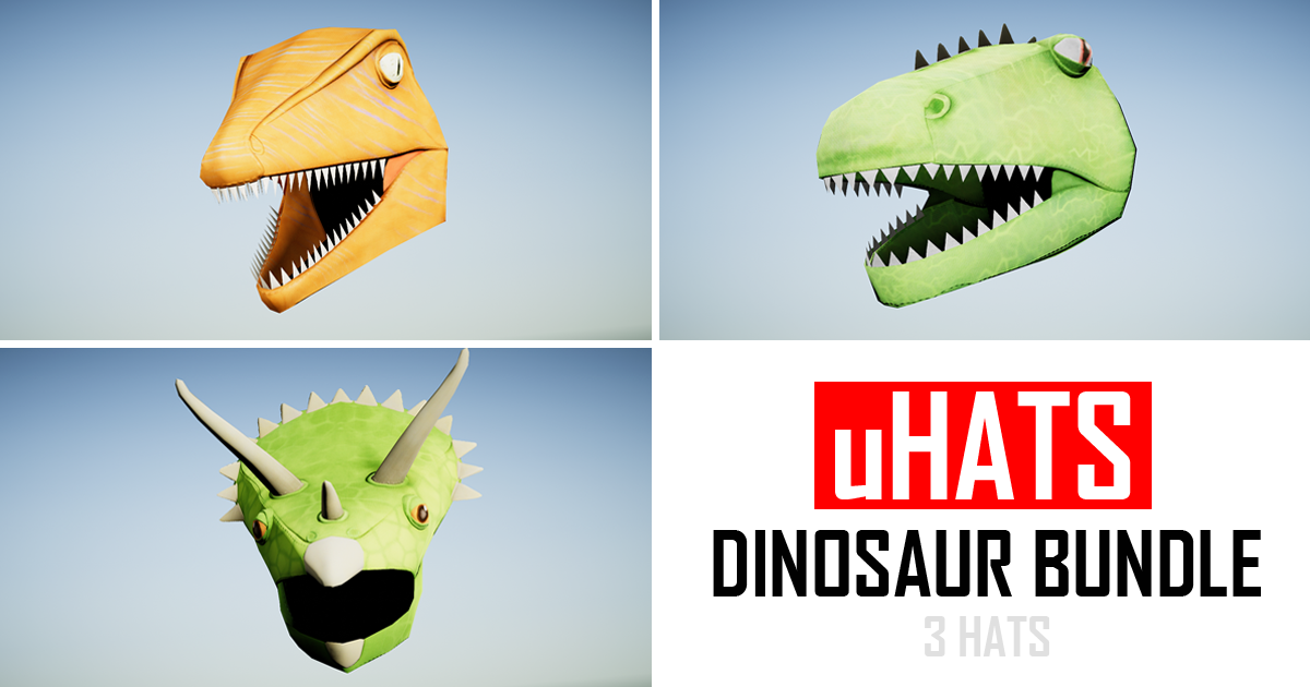 uHATS: Dinosaur Bundle (3 Hats) | 3D Clothing | Unity Asset Store