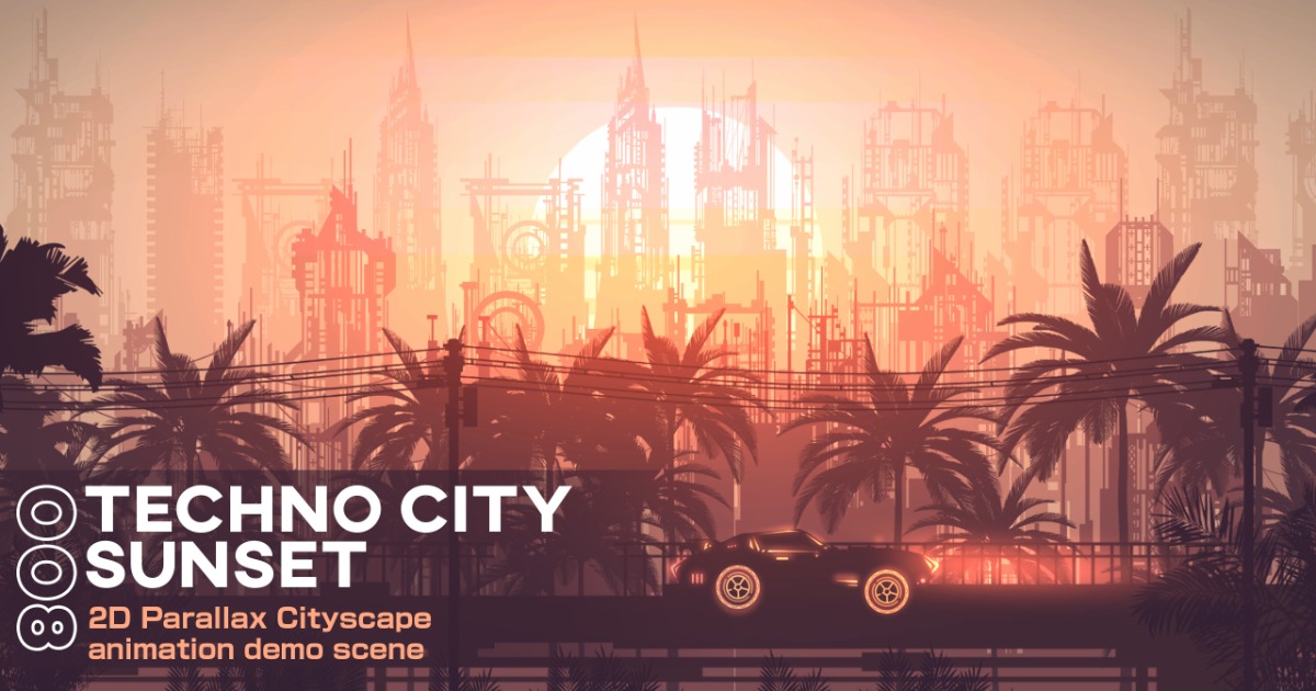 TechnoCity Sunset | 2D Environments | Unity Asset Store