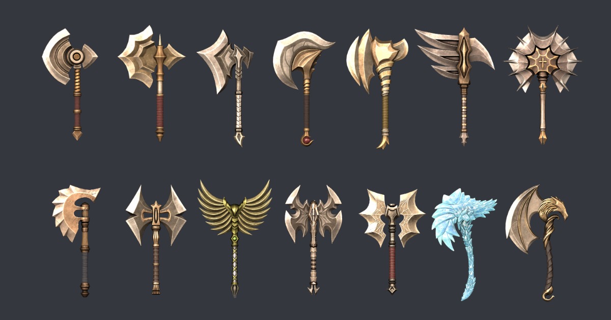 Axes - Fantasy RPG Weapons Pack | 3D Weapons | Unity Asset Store