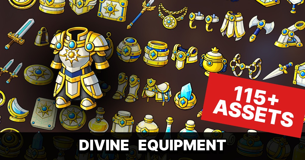 Divine Holy Paladin Equipment Relic Light Magic Icon Pack RPG Strategy ...