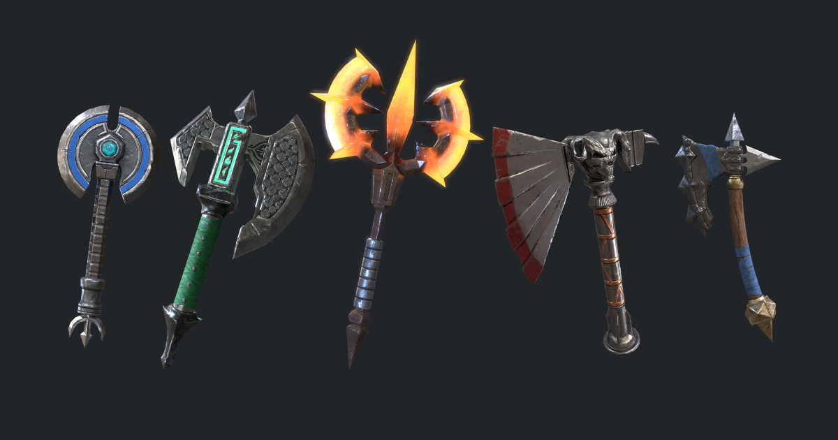 5 Fantasy Stylish Hand-Axe | 3D Weapons | Unity Asset Store