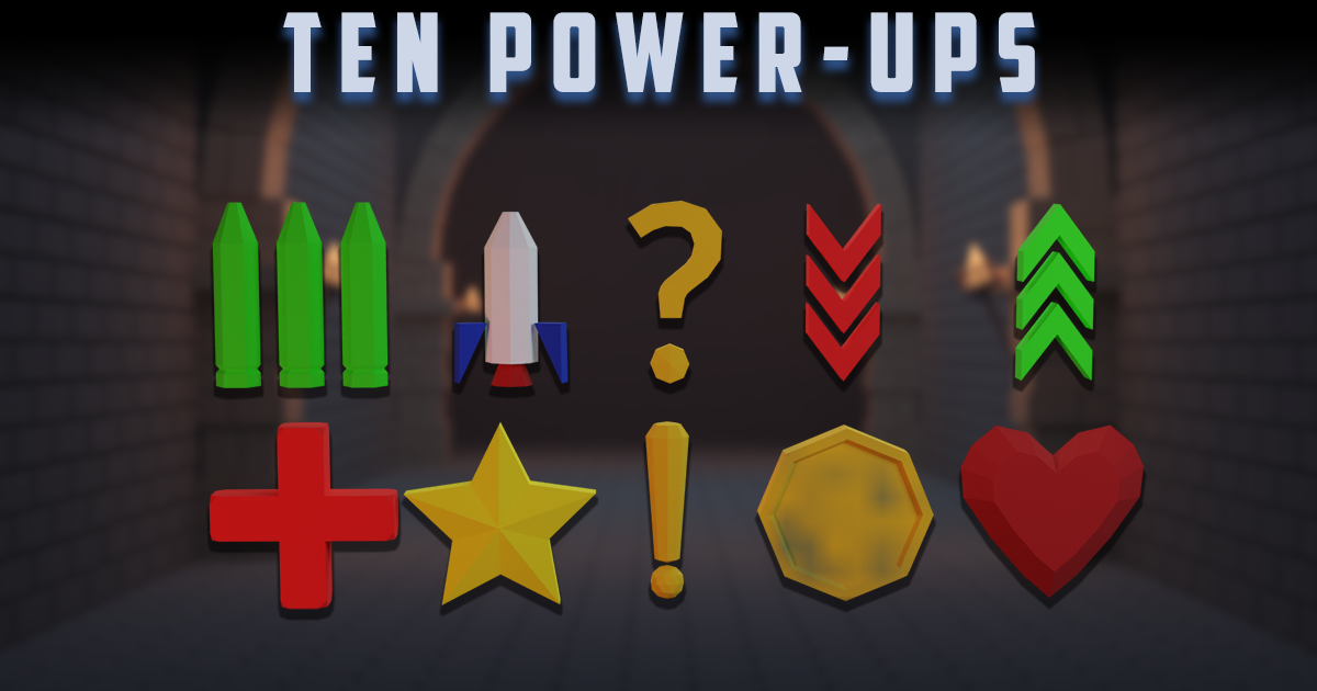 Ten Power-Ups | 3D Props | Unity Asset Store