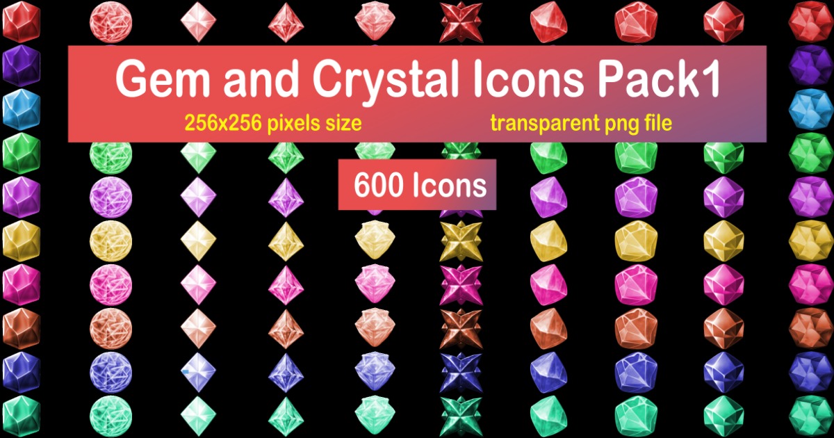 Gem and Crystal Icons Pack 1 | 2D 图标 | Unity Asset Store