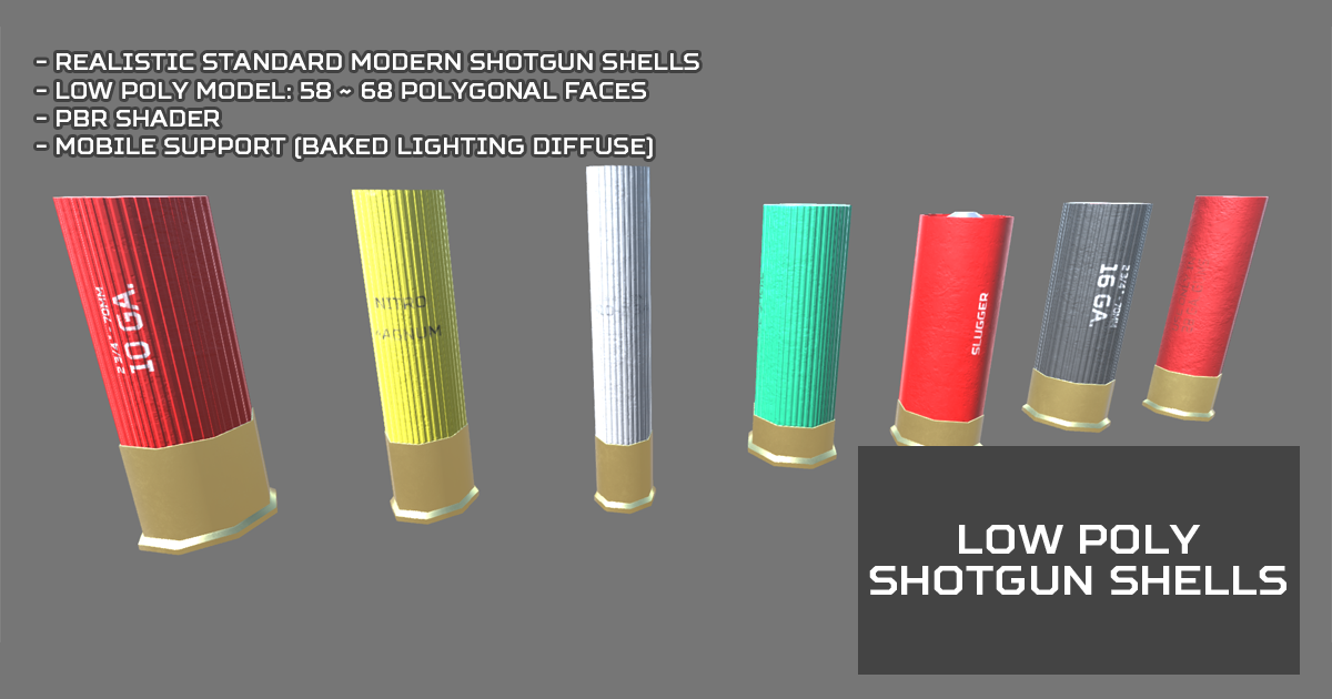Low Poly Shotgun Shells | 3D Guns | Unity Asset Store