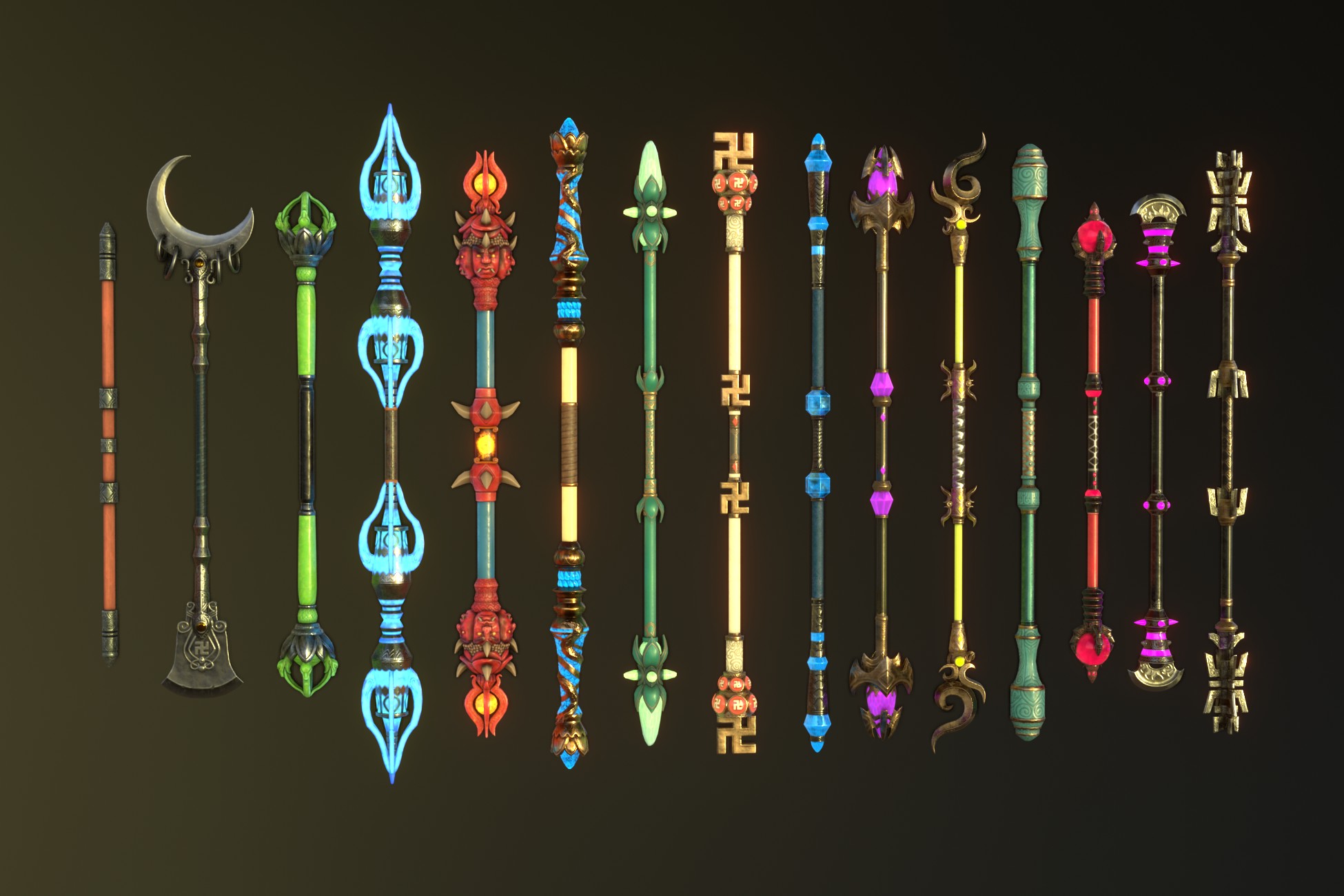 Fantasy Indian Staff Set 04 | 3D 武器 | Unity Asset Store
