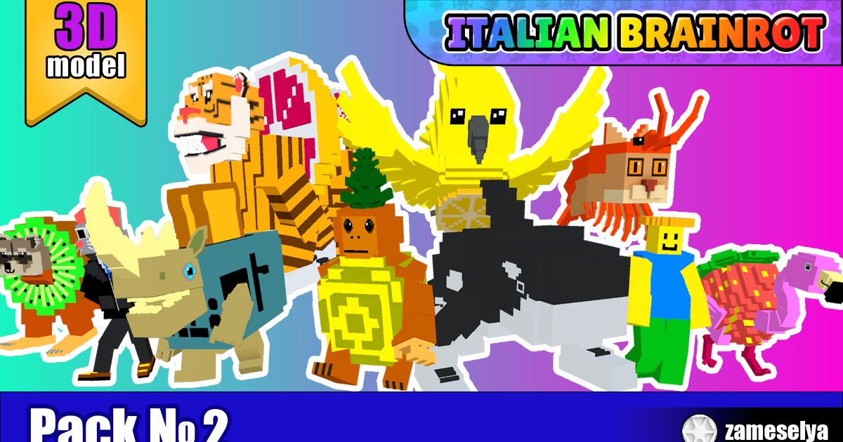 3D Italian Brainrot Animation Pack 2 | 3D Animations | Unity Asset Store
