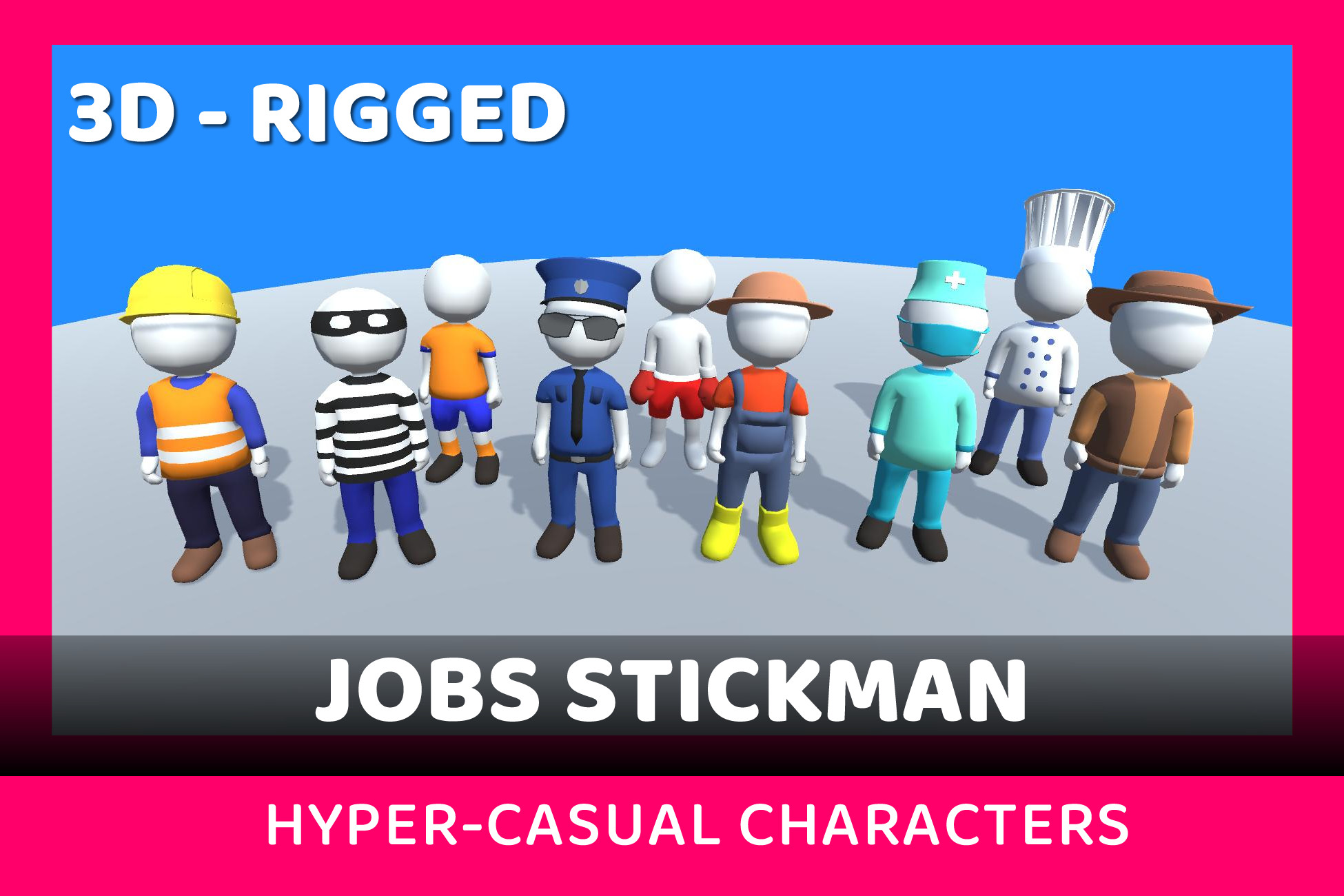 Hyper-Casual Low Poly Stickman Jobs Package | 3D Characters | Unity ...