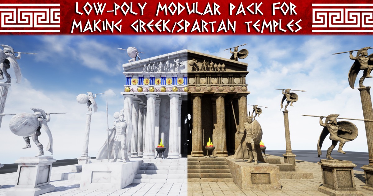 Modular Greek-Spartan Temple | 3D Historic | Unity Asset Store