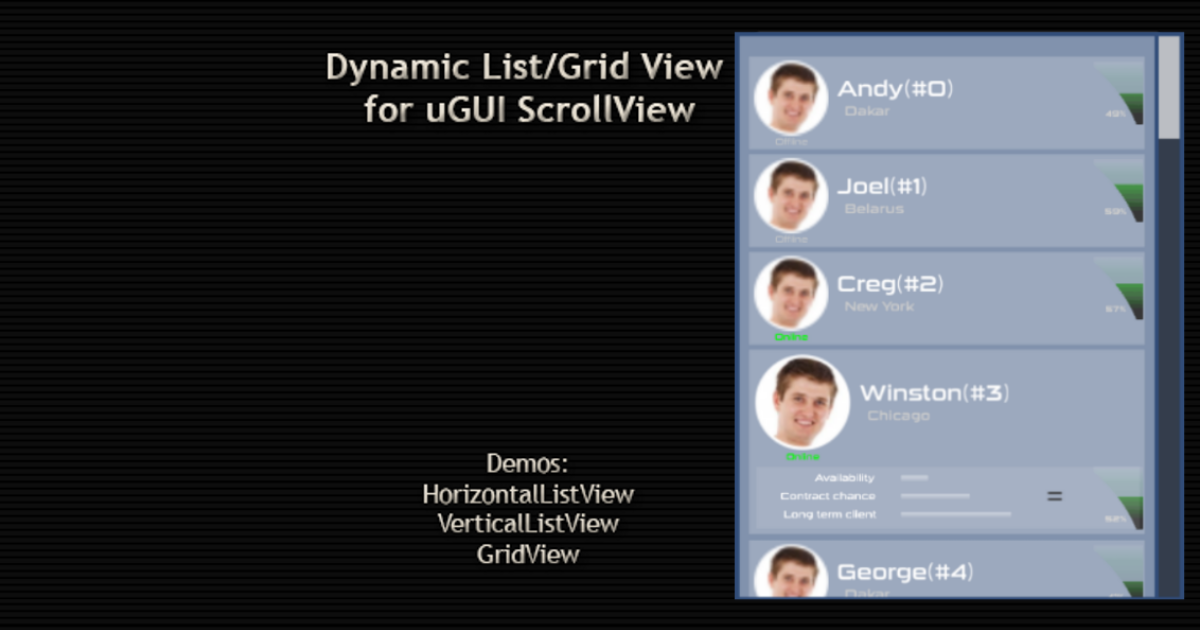 Scrollview Adapter Listview Gridview Gui Tools Unity Asset Store 4869