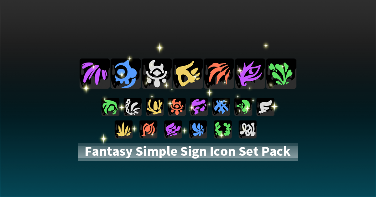 Fantasy Simple Sign Icon Set Pack | 2D Icons | Unity Asset Store