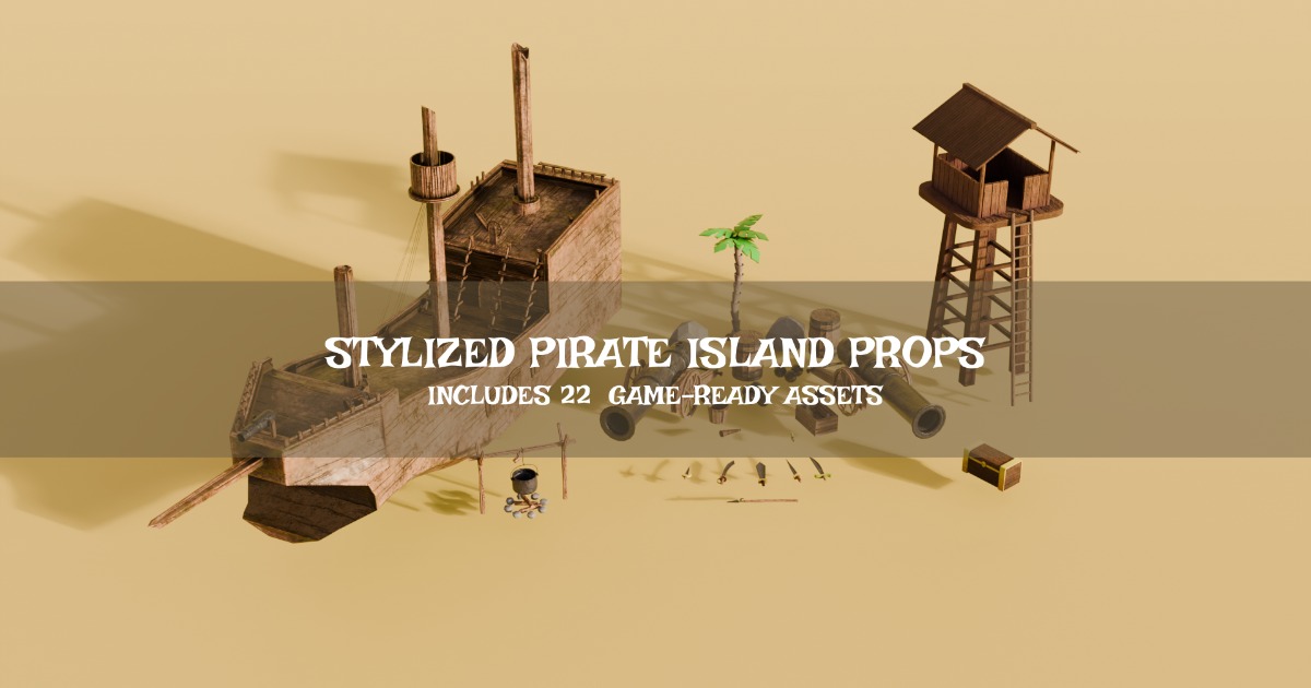 3D Stylized Pirate Island Props Pack | 3D Props | Unity Asset Store