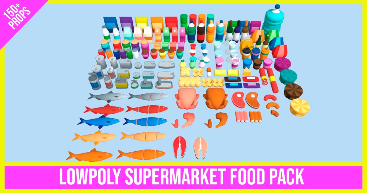 Low Poly Supermarket Food Pack (150+ Props) | 3D Food | Unity Asset Store