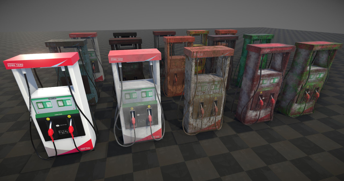 Fuel station pump 3D(Rusty,Abandoned) | 3D Industrial | Unity Asset Store
