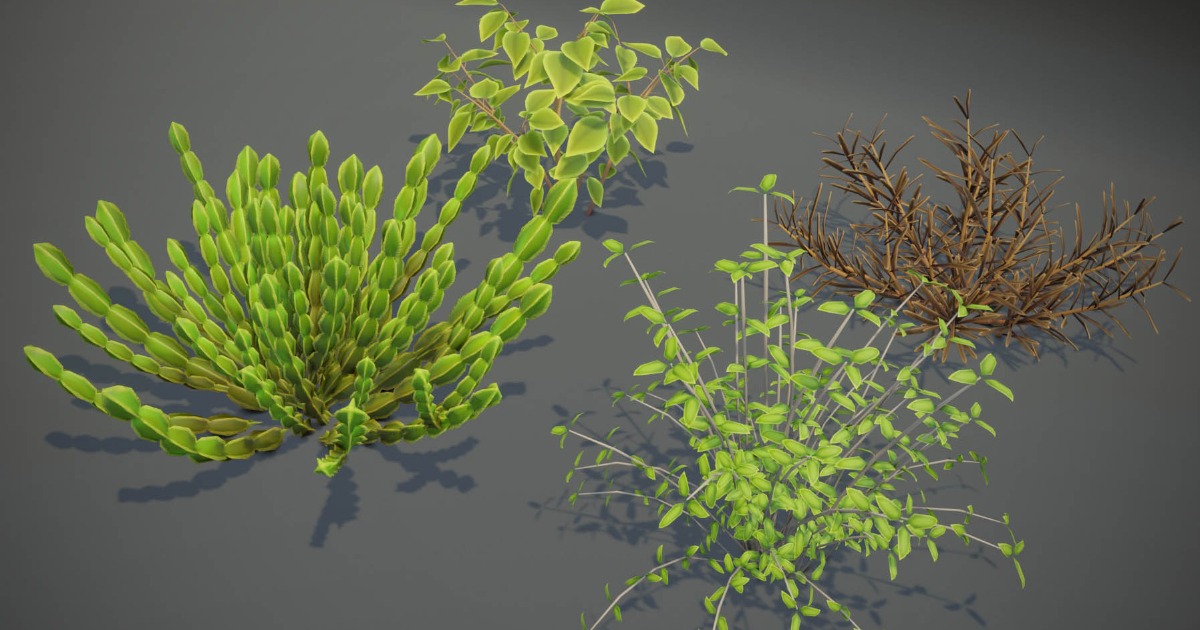 Cartoon Savanna Bushes and Shrubs 3D Model | 3D Plants | Unity Asset Store
