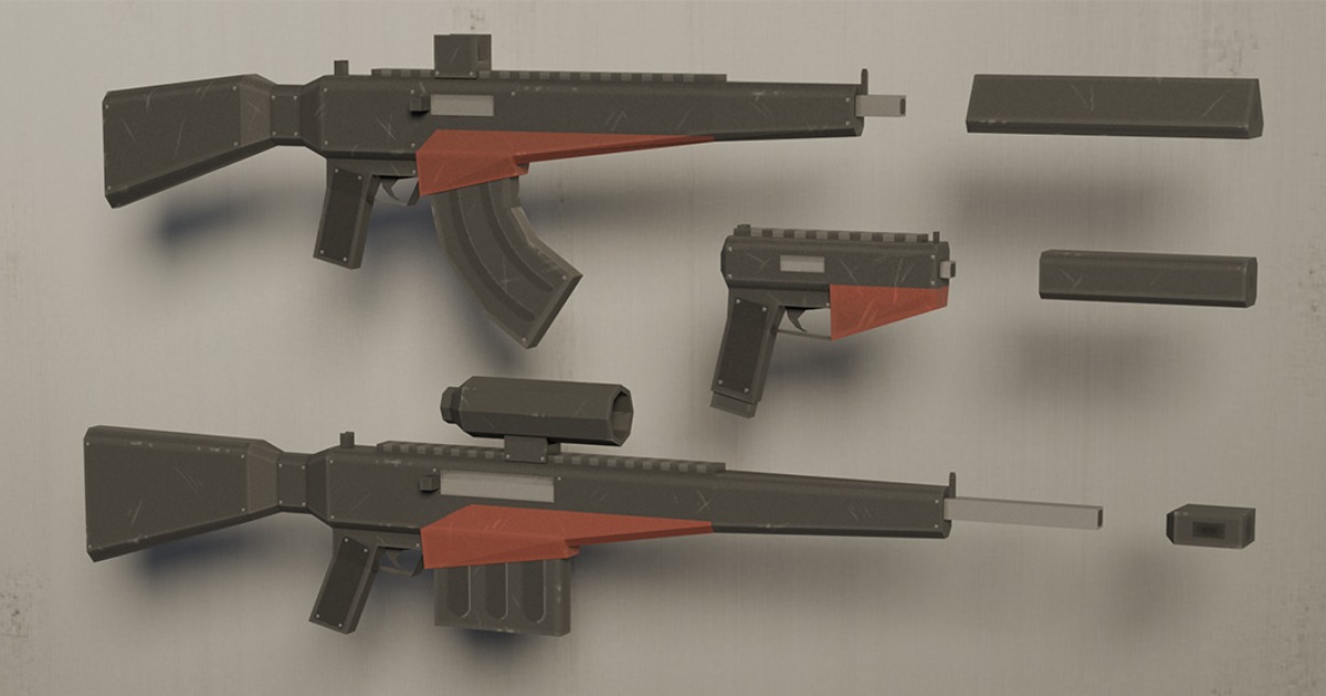 Low Poly Cyberpunk Gun Pack | 3D 武器 | Unity Asset Store