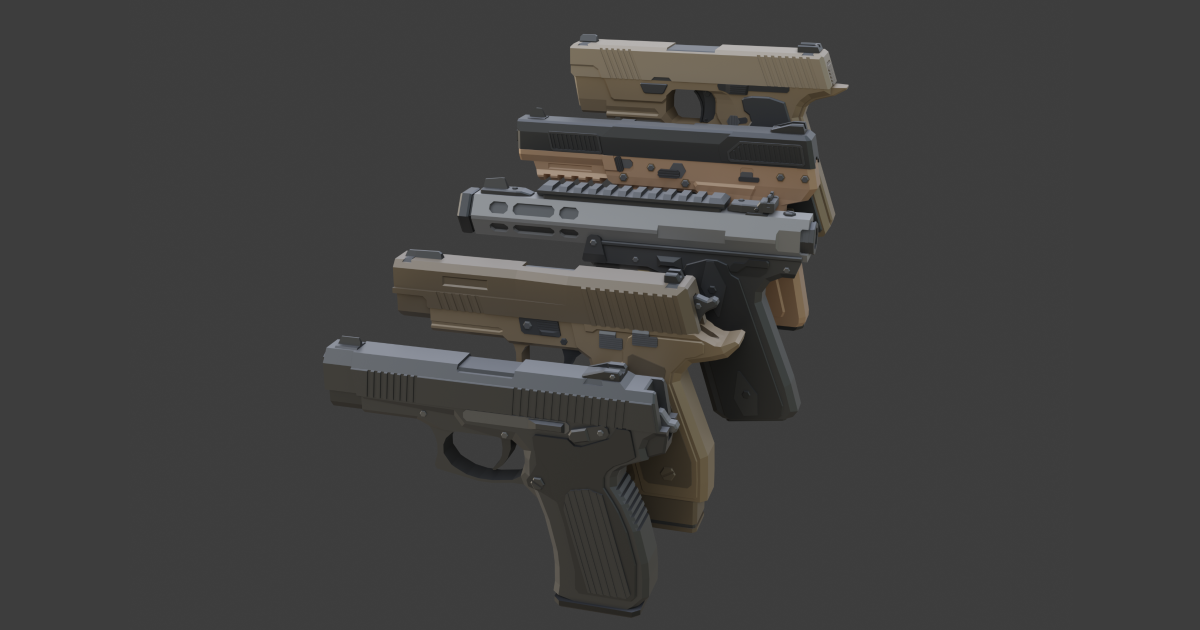 Low Poly Pistol Weapon Pack 3 | 3D Guns | Unity Asset Store