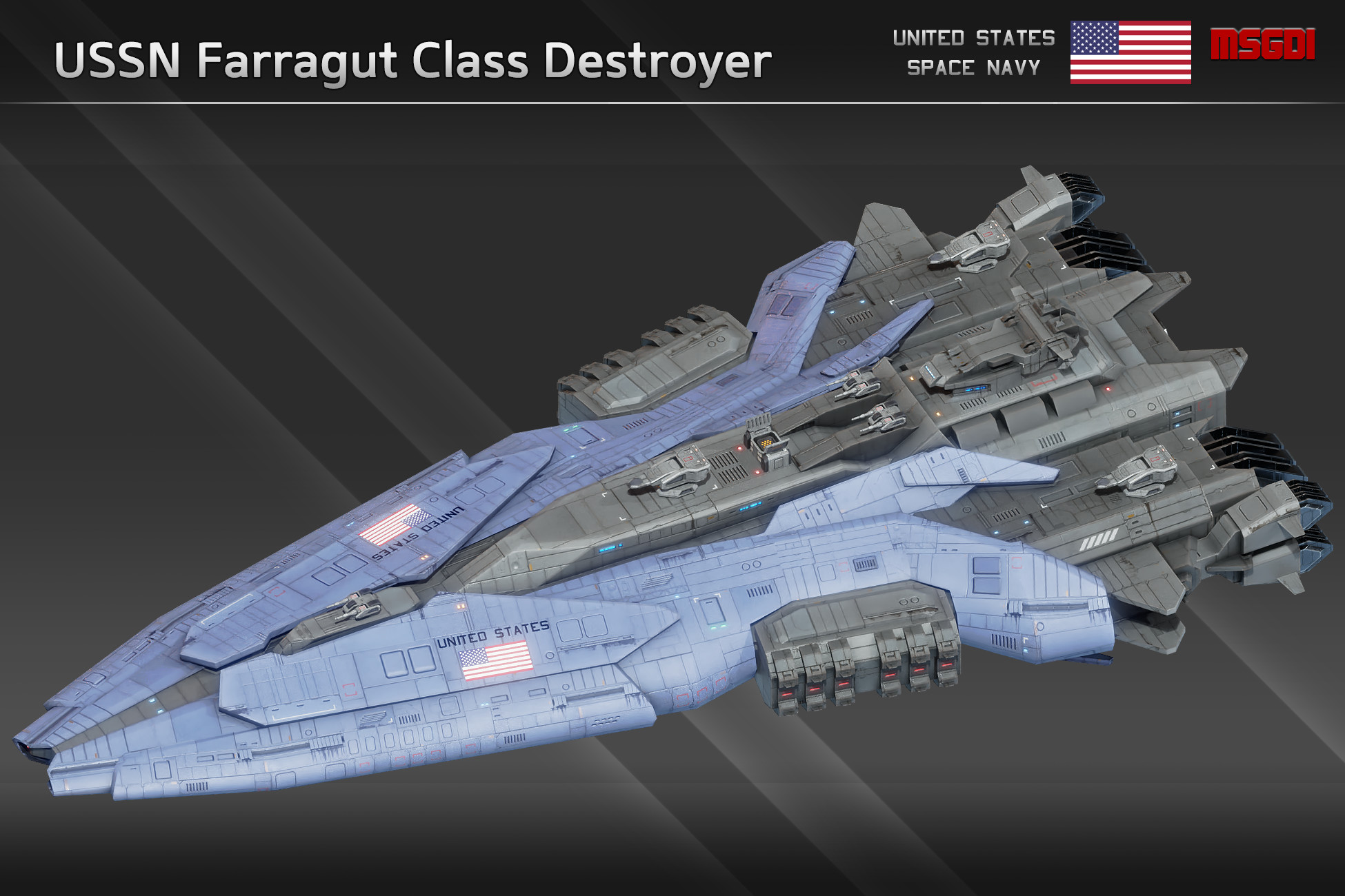 USSN Farragut Class Destroyer | 3D Space | Unity Asset Store