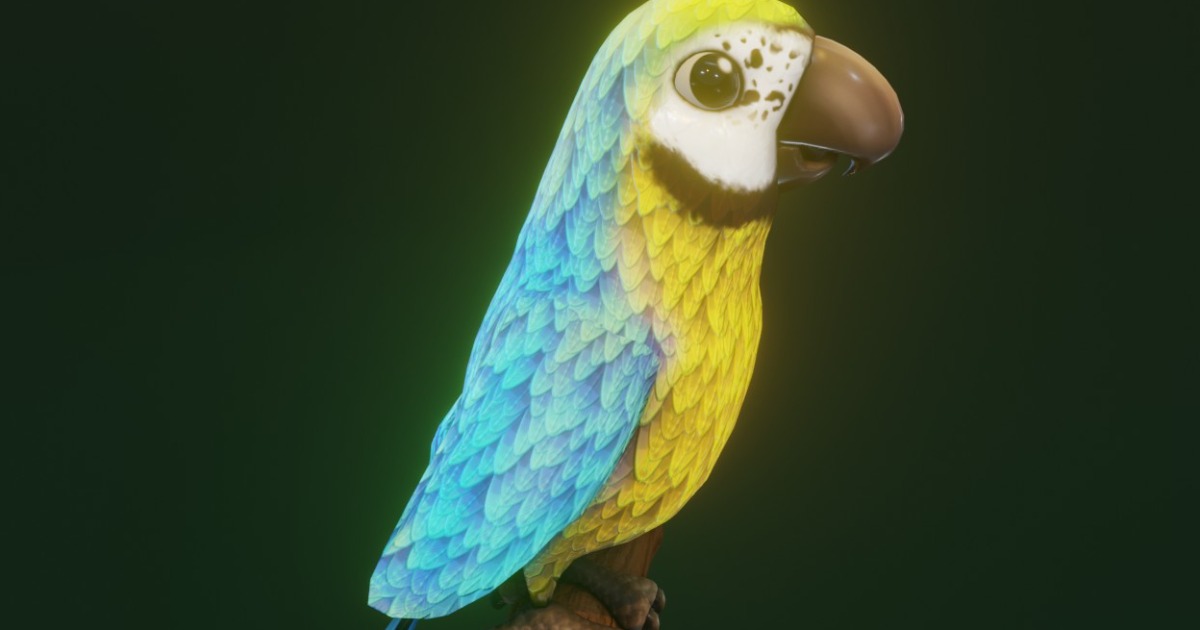 Cartoon Ara Parrot Yellow-Blue Rigged 3D Model | Characters | Unity ...