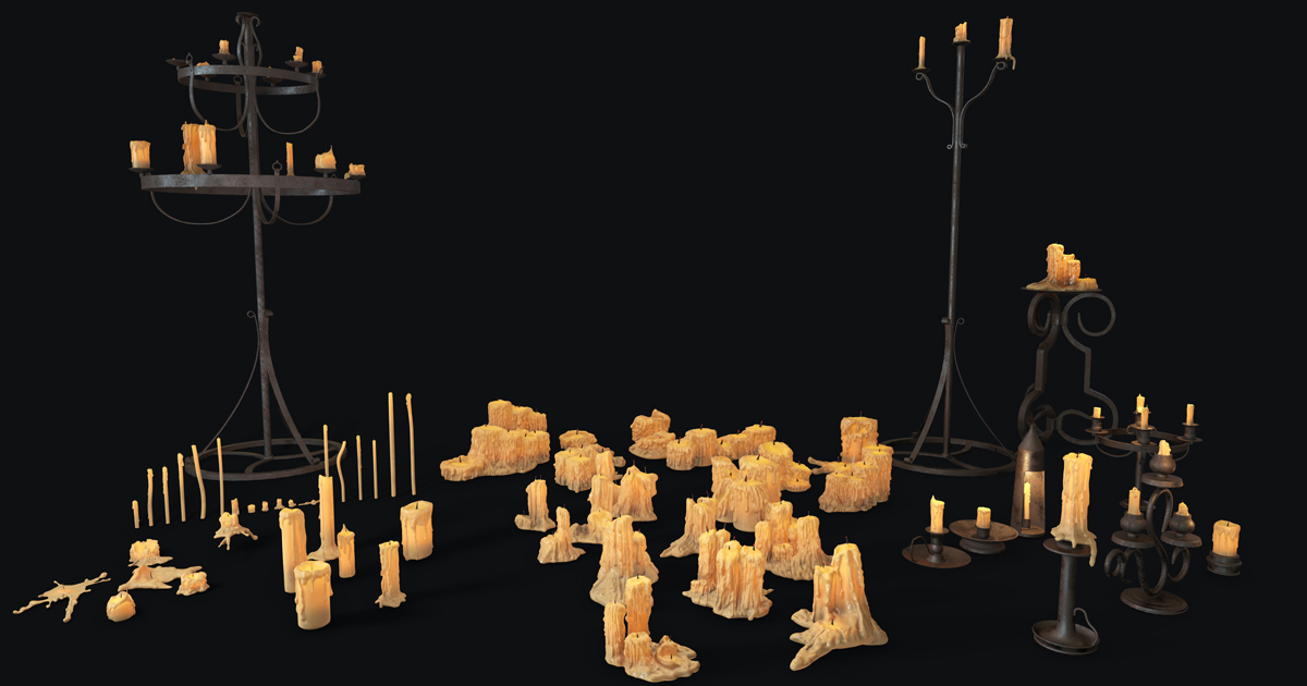 Large Candles Collection | 3D Fantasy | Unity Asset Store