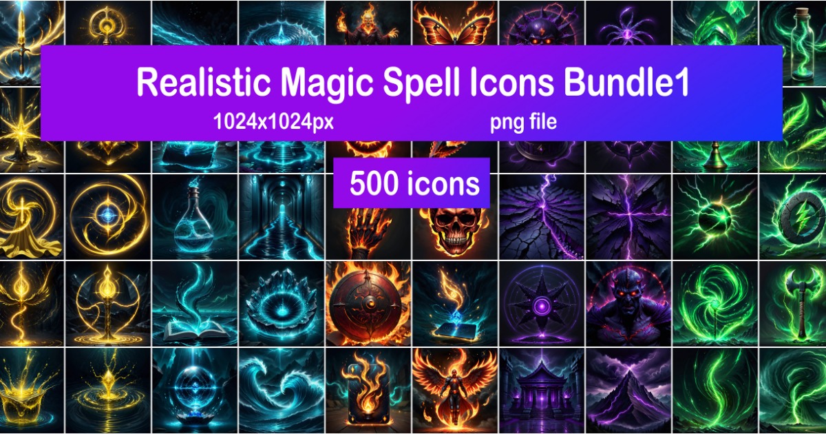 Realistic Magic Spell Icons Bundle1 | 2D Icons | Unity Asset Store