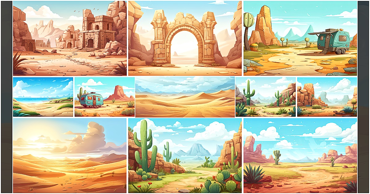 BACKGROUND - Stylized Desert 1 | 2D Environments | Unity Asset Store