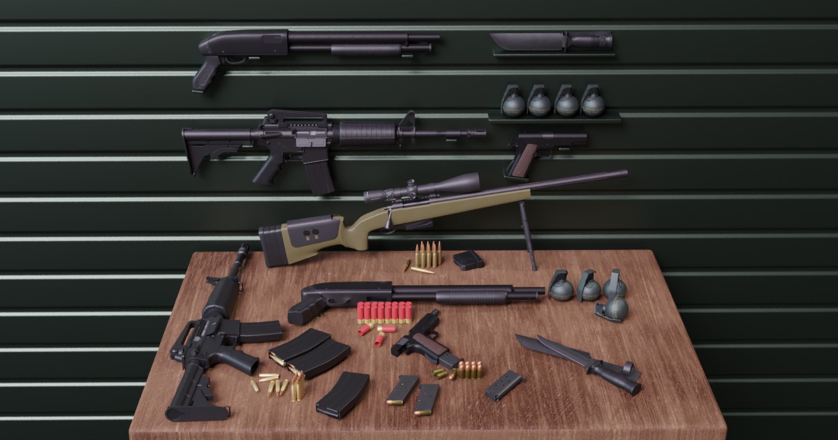 Weapons pack_sniper rifle, shotgun, rifle, pistol, grenade, knife - DB ...