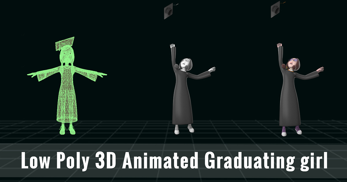 Low Poly 3D Animated Graduating girl | 3D Characters | Unity Asset Store