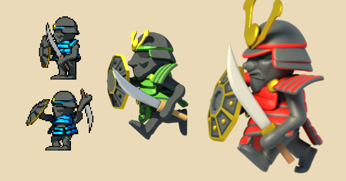2D Cartoon Samurai - Side view | 3D Characters | Unity Asset Store
