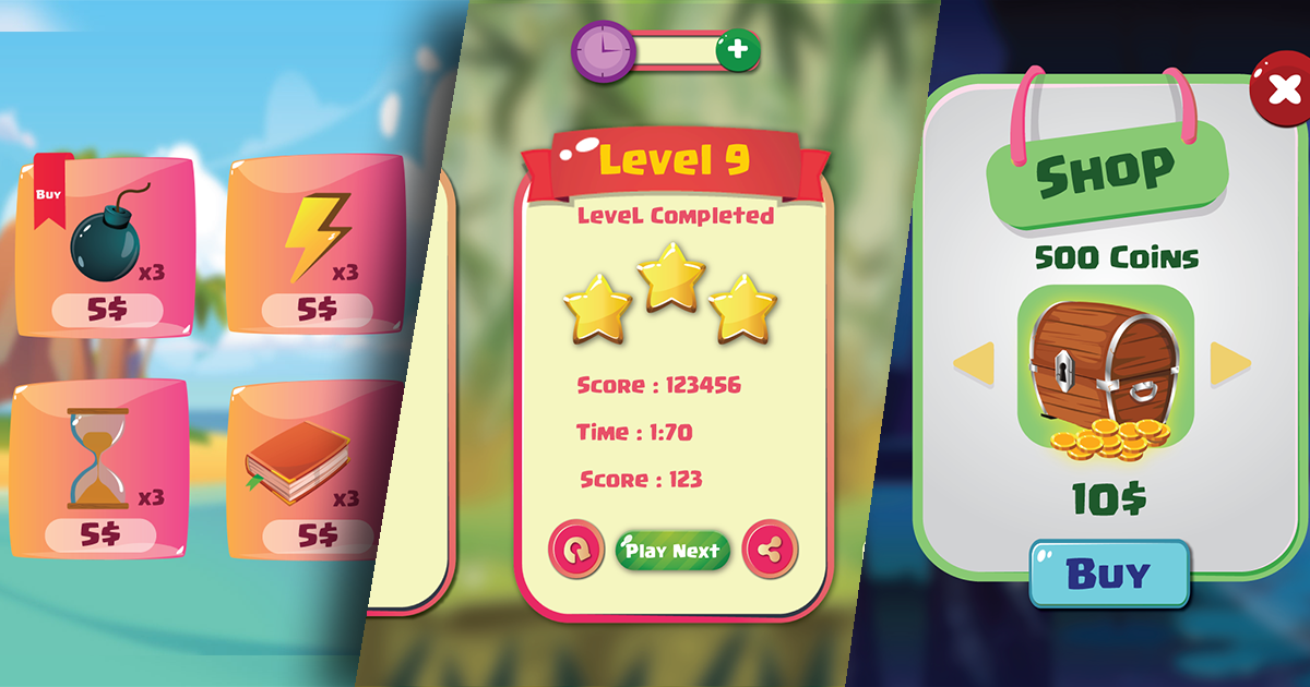 Combo of Awesome Game UI pack 8, 10 and 11 | 2D Icons | Unity Asset Store