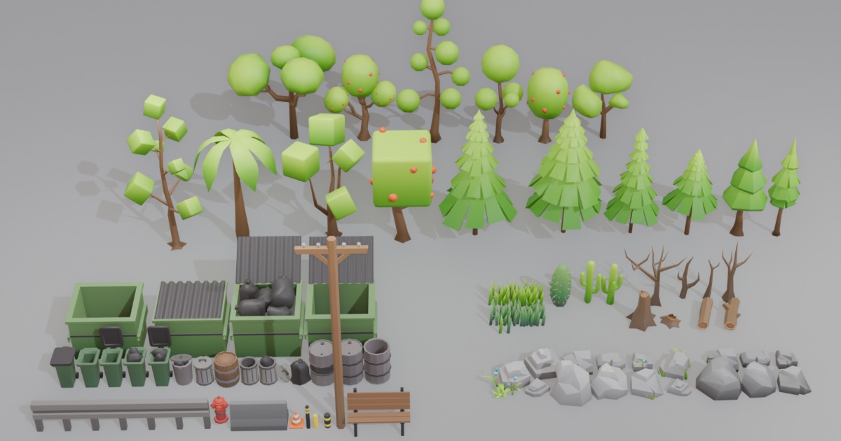 Low Poly hypercasual Environment props | 3D Trees | Unity Asset Store