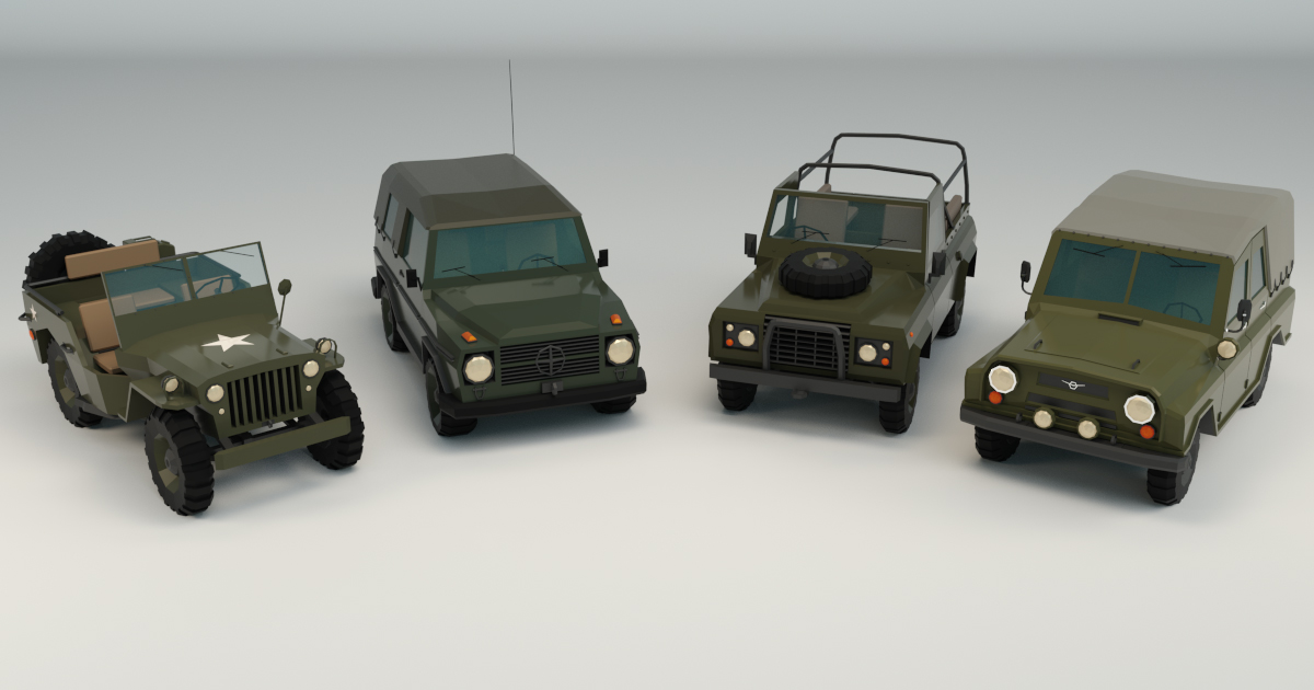Low Poly Military Jeep Pack | 3D Land | Unity Asset Store