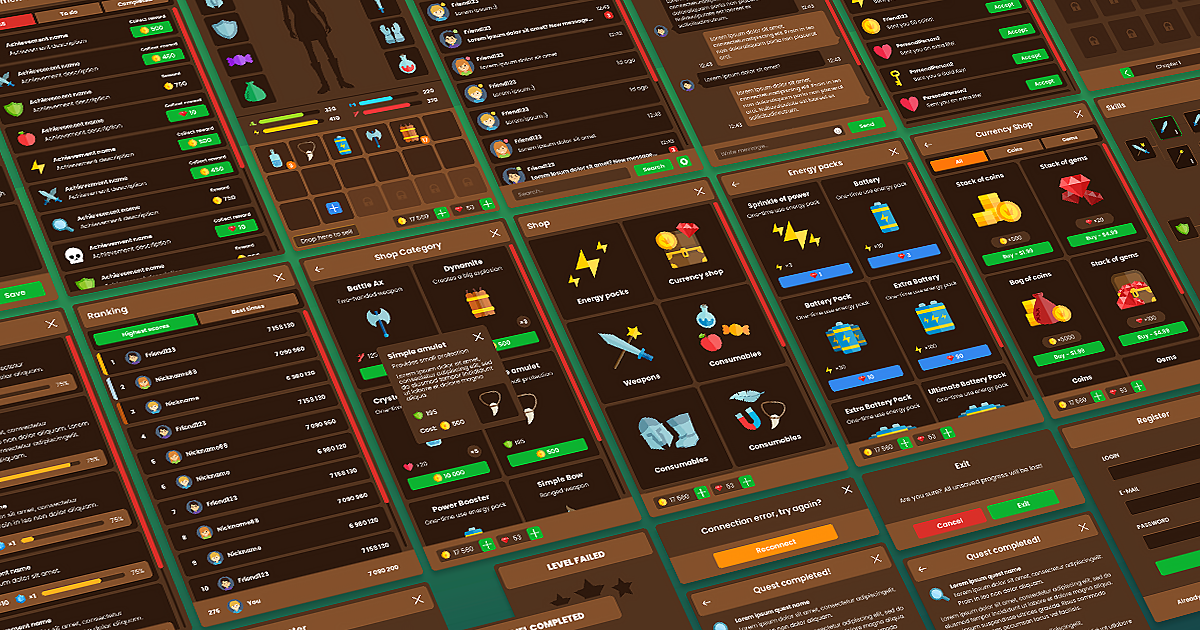 Ultimate Brown GUI PRO kit - complete UI + PSD sources | 2D GUI | Unity ... Ultimate Brown GUI PRO kit - complete UI + PSD sources | 2D GUI | Unity ...