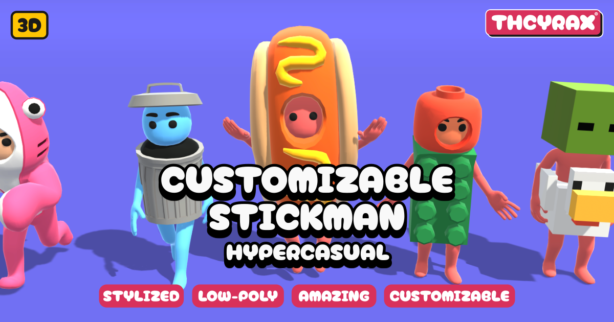 Hypercasual Customizable Stickman | 3D Humanoids | Unity Asset Store
