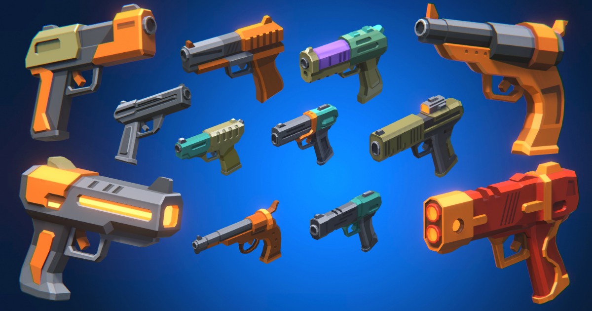 Low Poly Sci-Fi Blaster Pack Vol.3 - Retro Style | 3D Guns | Unity ...