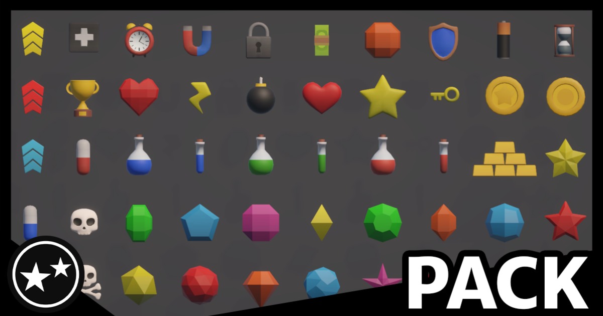 Simple Gems and Items Ultimate Animated Customizable Pack | 3D Props ...