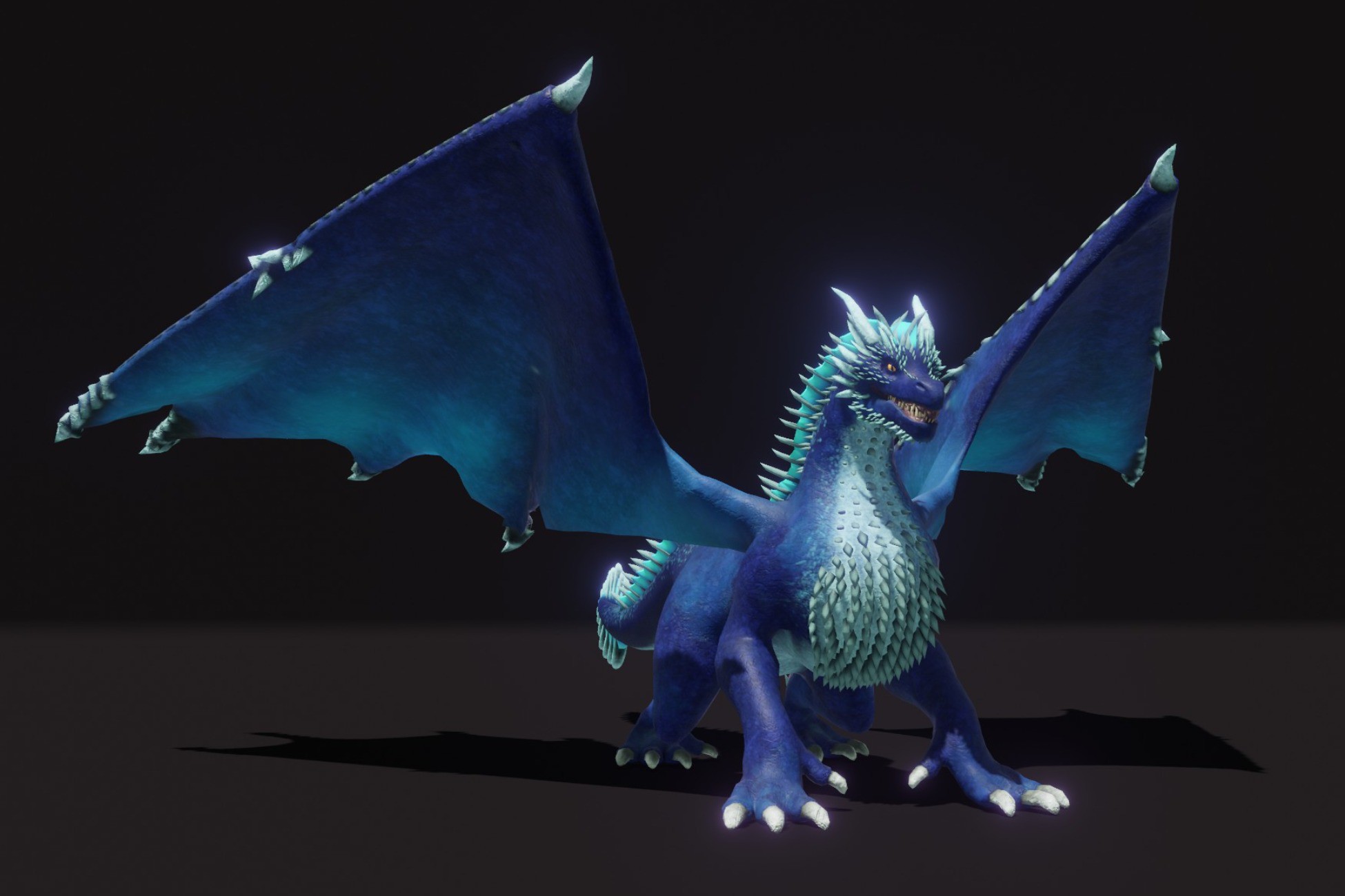 Realistic Blue Dragon 3d Model (Low-Poly, Game-Ready, Animated, Built ...