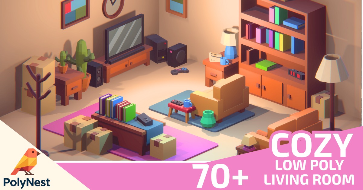 Low Poly Living Room Pack (71 Models) - Cozy Interior Furniture & Props | 3D Interior | Unity ...