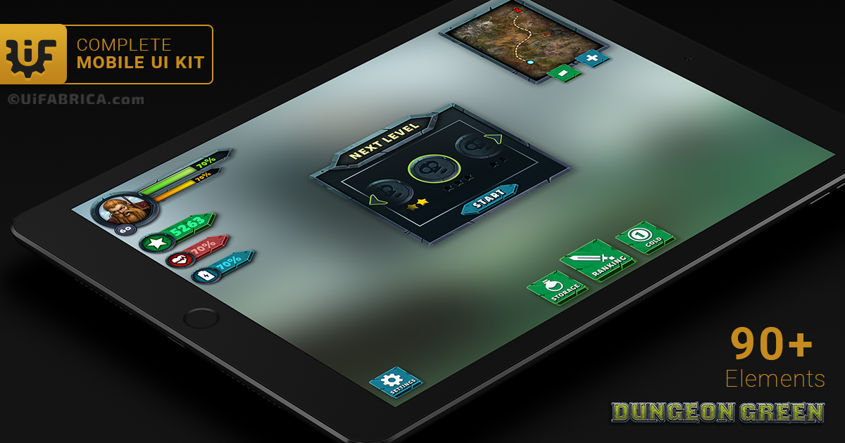 Dungeon Green Medieval UI | 2D GUI | Unity Asset Store