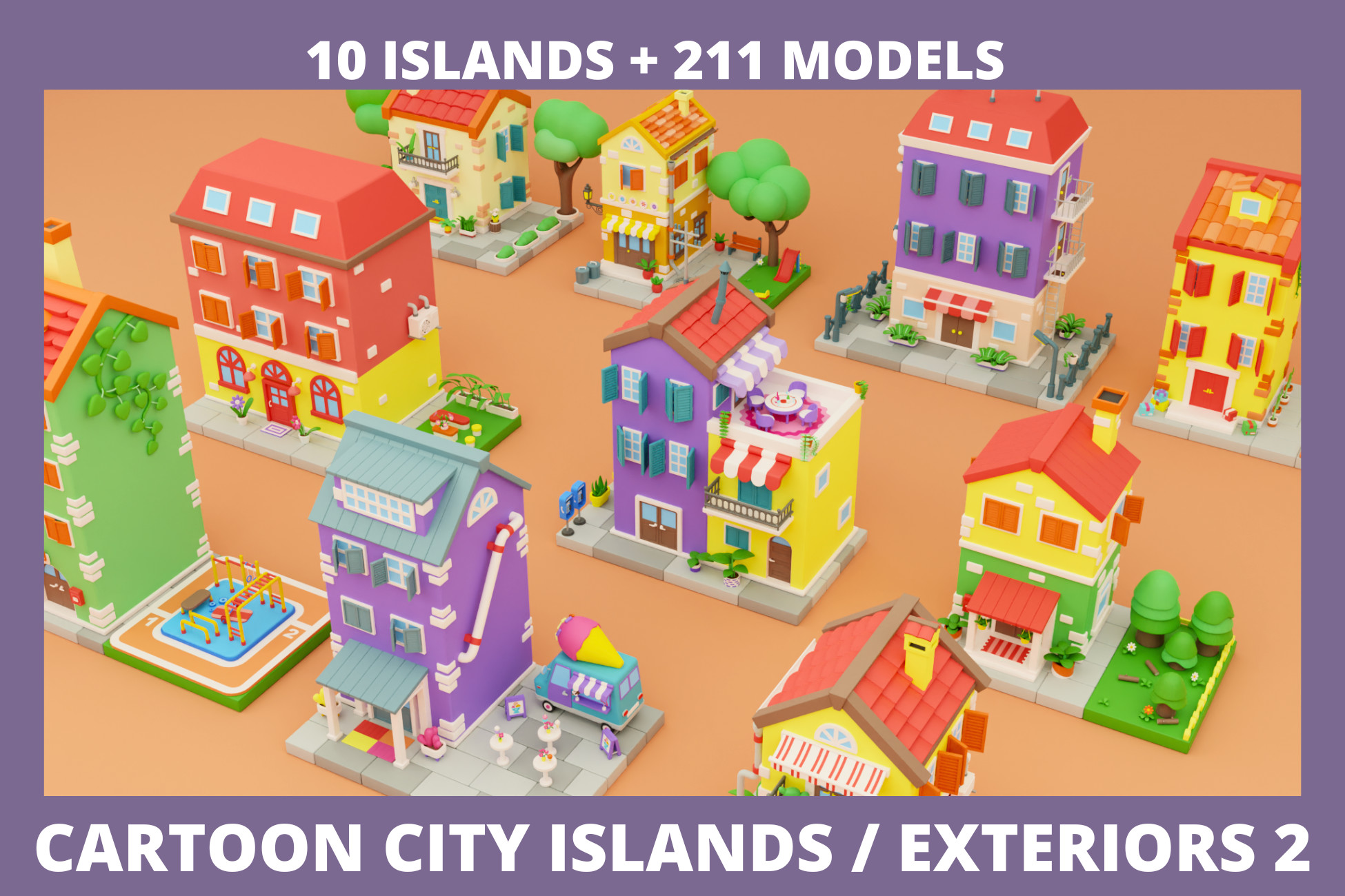 Cartoon City Islands / Exteriors 2 | 3D Exterior | Unity Asset Store