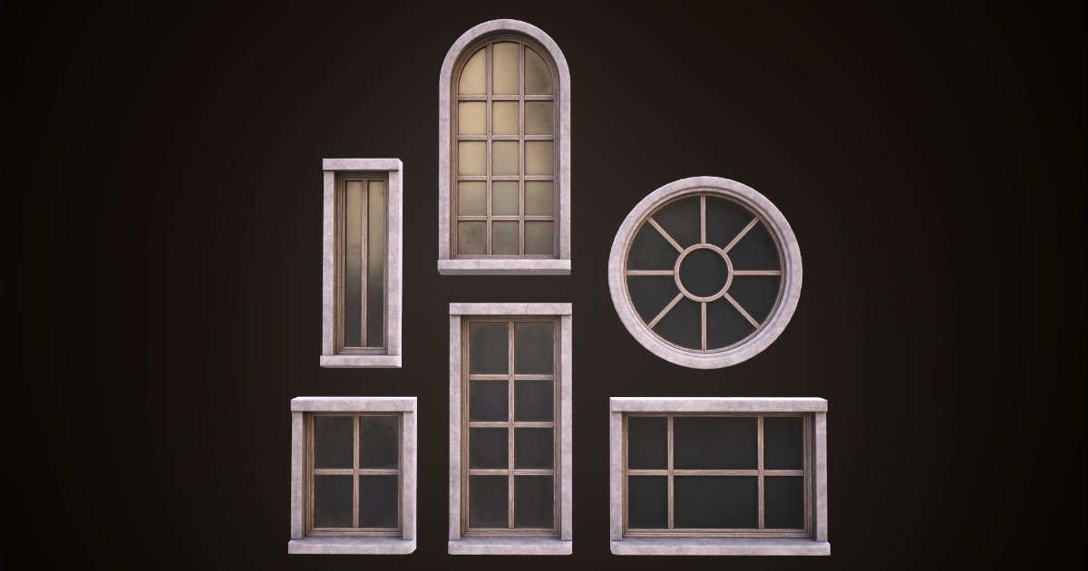 Set of windows of different shapes | 3D Exterior | Unity Asset Store