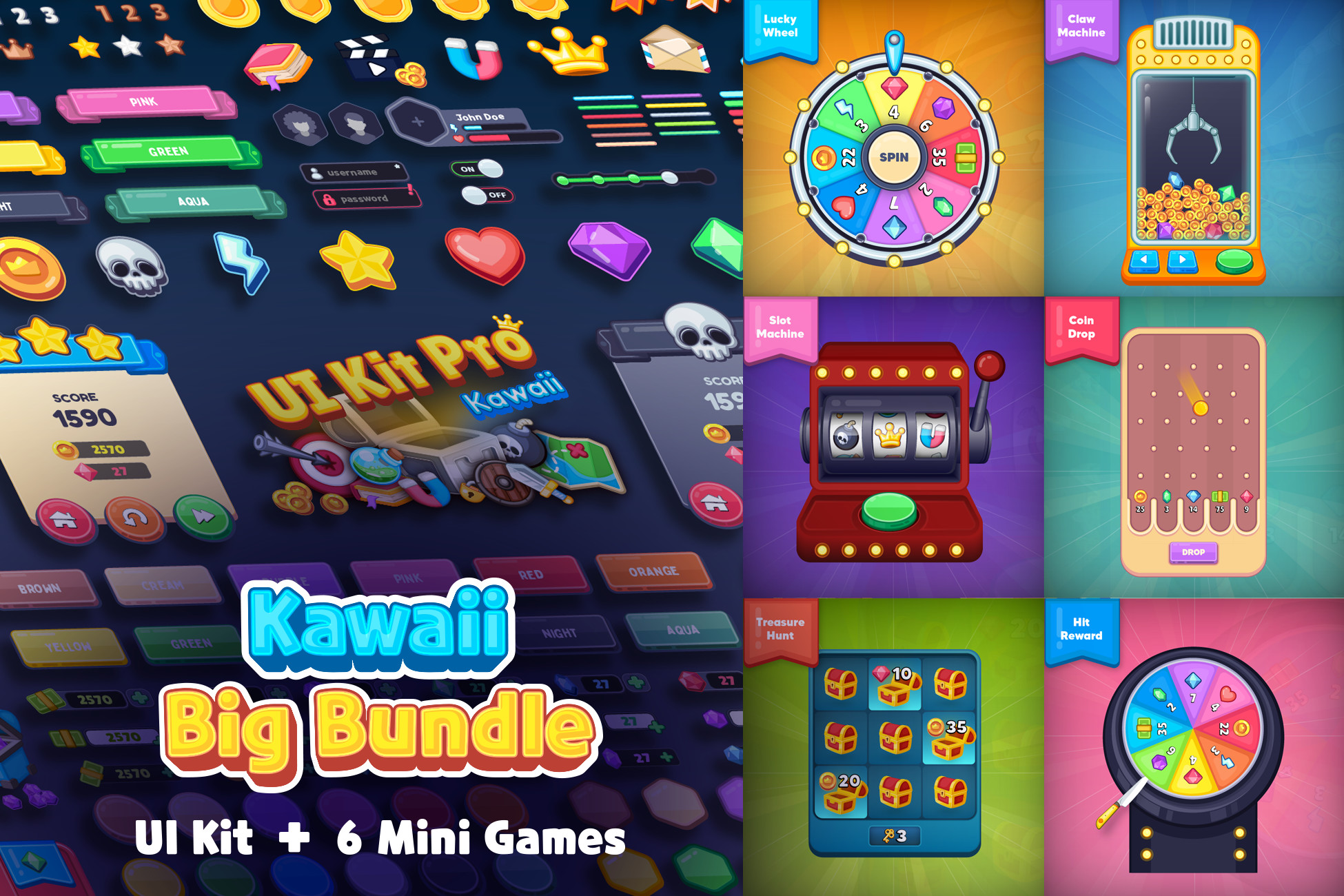 GUI Kawaii Bundle | 2D GUI | Unity Asset Store