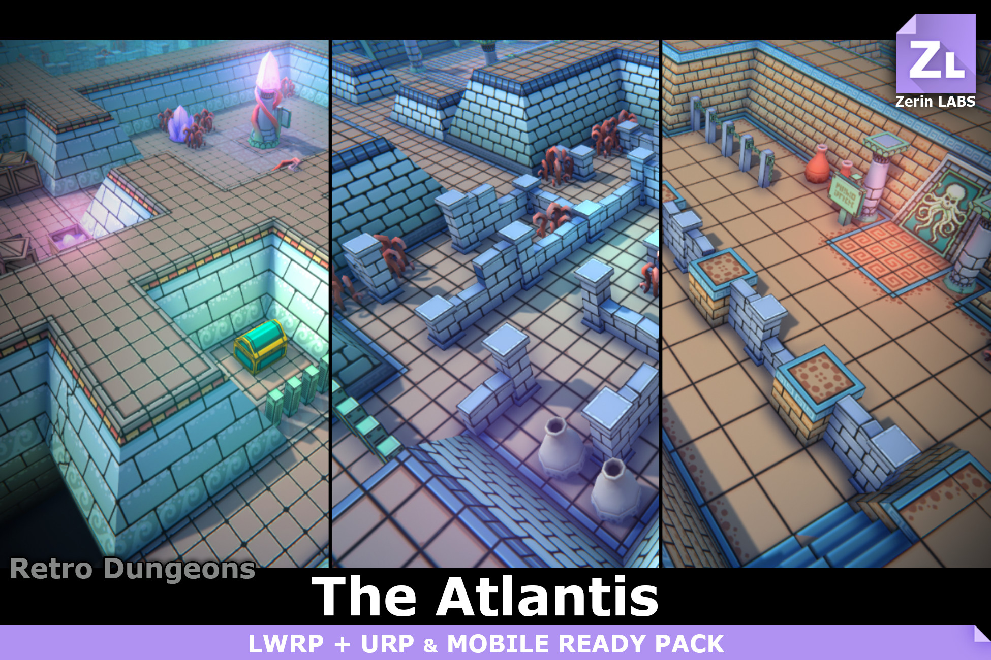 Retro Dungeons : Modular Atlantis | 3D 環境 | Unity Asset Store