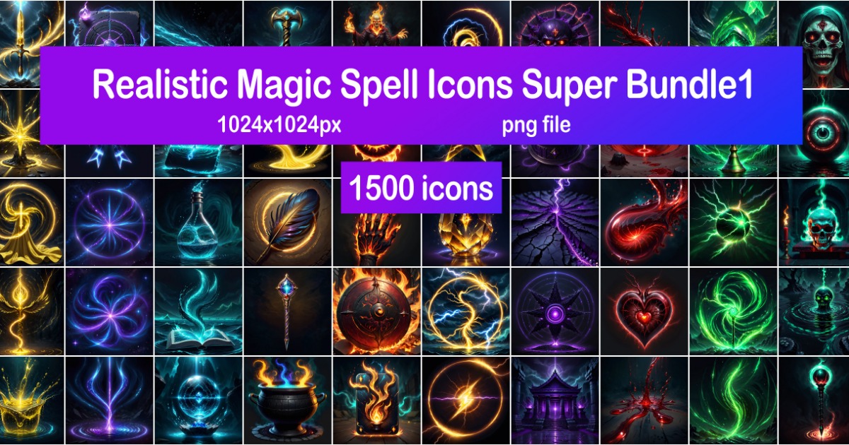 Realistic Magic Spell Icons Super Bundle1 | 2D Icons | Unity Asset Store