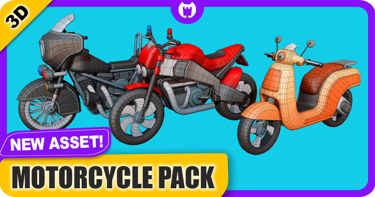 Motorcycle Pack - Low Poly 3D Asset from Trifles | 3D Land | Unity ...