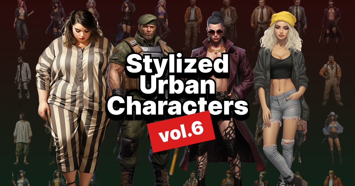 Unique stylized urban civilian characters portraits hand paint full ...
