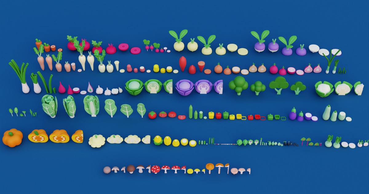 Cartoon Vegetable Garden – Cozy Stylized 3D Asset Pack | 3D Food ...