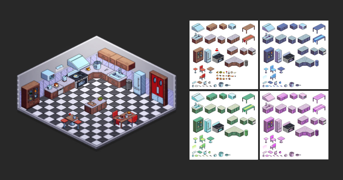 Pixel Art Kitchen Kit | 2D Environments | Unity Asset Store
